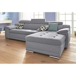 Sit & More sit&more Ecksofa &raquo;Andiamo L-Form&laquo; wahlweise mit Schlaffunktion, inklusive Kopfteilverstellung grau Kunstleder SOFTLUX ;Luxus-Microfaser ALTARA NUBUCK 