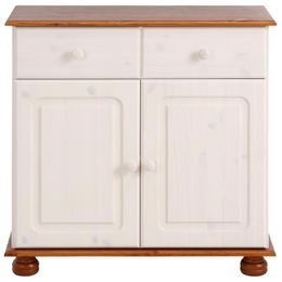 OTTO home Sideboard &raquo;Mette&laquo; Kommode mit gefr&auml;sten, kugelf&ouml;rmigen F&uuml;&szlig;en, Breite 80 cm wei&szlig; Massivholz B/H/T: 80cm x 77cm x 34cm, 1 Stk., Kiefer, 2 Stk.