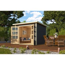 Konifera Gartenhaus &raquo;Floreana 3&laquo; schwarz Massivholz Fu&szlig;boden im Gartenhaus, Dachfolie