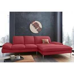 W.Schillig Ecksofa &raquo;enjoy&MORE, Designsofa, elegant und bequem, L-Form&laquo; mit Sitztiefenverstellung, F&uuml;&szlig;e Chrom gl&auml;nzend, Breite 310 cm rot Chenille-