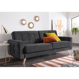 exxpo - sofa fashion 3-Sitzer &raquo;Nappa, kompakt, bequem, zeitloses Design, Breite 222cm, L-Form&laquo; tolle Detailverarbeitung grau Samtvelours (100% 
