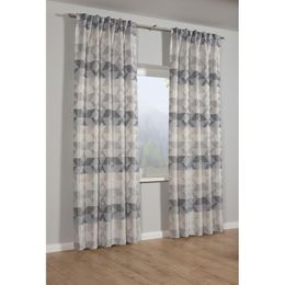 Gardine &raquo;Schal Raute&laquo; Schlaufen 1 Stk. tlg. mit Gardinenband und verdeckten Schlaufen grau Polyester 245cm, Schlaufen, 140cm