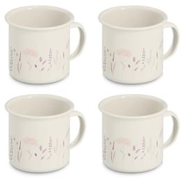 zeller Tasse &raquo;4er Set "Flowers", 320 ml, Metall&laquo; florales Desing beige Metall &Oslash; 9cm x 8cm, 320ml, 4 Stk.