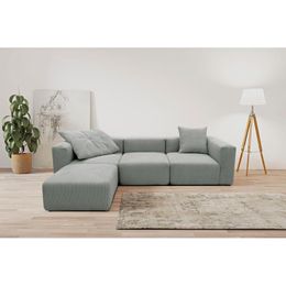 Home Affaire Ecksofa &raquo;Gerrid L-Form&laquo; Cord-Bezug, Modulsofa, bestehend aus Eck- und Mittelelement + Hocker grau 100% Polyester B/H/T: 301cm x 69cm x 