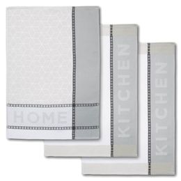 Dyckhoff Geschirrtuch &raquo;HOME & KITCHEN, Ma&szlig;e je Tuch ca. 50x70 cm, aus 100% Baumwolle&laquo; mit zwei verschiedenen Motiven grau 100% Baumwolle 3 Stk., 100 % 