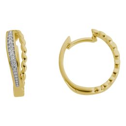 Firetti Damen Paar Creolen &raquo;Schmuck Geschenk Gold 333 Ohrschmuck Ohrringe Kreis rund bicolor&laquo; mit Brillanten 15mm, 0,06 P2 = erkennbare Einschl&uuml;sse, 