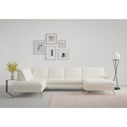Sit & More sit&more Wohnlandschaft &raquo;Fashion U-Form&laquo; wahlweise mit Kopfteilverstellung, Vorziehsitz, motorisch, Nickelf&uuml;&szlig;e beige B/H/T: 338cm x 84cm x 207cm, Soft