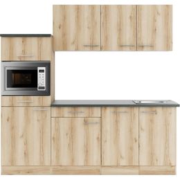 Optifit K&uuml;che &raquo;Bella&laquo; Breite 210 cm, wahlweise mit E-Ger&auml;ten beige B/H/T: 210cm x 60cm,mit E-Ger&auml;ten