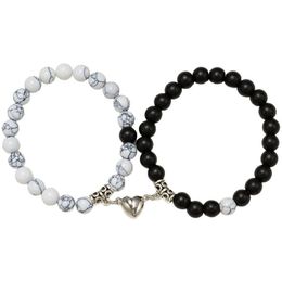 Firetti Armband Set &raquo;Multipack Geschenk Edelstahl Armschmuck Armkette Edelstein Herz&laquo; Made in Germany - mit Howlith, Glasstein bunt 18,5cm, Edelstahl 