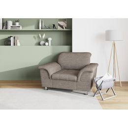 DOMO collection Sessel &raquo;FRANZI zeitlos & elegant, moderne Sitzheftung&laquo; wahlw. mit Kopfteilverstellung, bequeme Armlehnen, chromfarbene F&uuml;&szlig;e beige 90% 