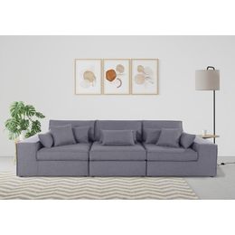 OTTO home 3-Sitzer &raquo;Florid&laquo; 3 Teile, bestehend aus Modulen, viele Bezugsqualit&auml;ten, auch in Cord grau Baumwollmix (60% Baumwolle/40% Leinen);Struktur 