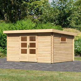 Karibu Gartenhaus &raquo;Trittau 5&laquo; 40 mm Wandst&auml;rke, mit Fenster beige Holzwerkstoff ohne Fu&szlig;boden, ohne Dacheindeckung