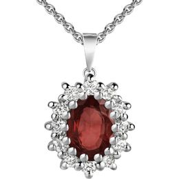 Firetti Damen Kette mit Anh&auml;nger &raquo;Schmuck Geschenk Silber 925 Halsschmuck Ankerkette Anh&auml;nger Diana&laquo; Made in Germany - mit Zirkonia (synth.) rot 