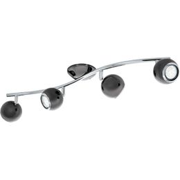 Eglo Deckenleuchte &raquo;Bimeda Deckenlampe, Flurlampe, Deckenstrahler aus Metall, GU10, Lampe&laquo; GU10 1 Stk. Warmwei&szlig; Spot - L64 x B10 cm - nickel-nero, 