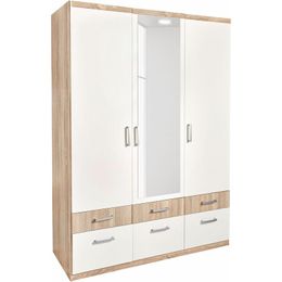 Priess Kleiderschrank wei&szlig; Holzwerkstoff B/H/T: 140cm x 193cm x 56cm, T&uuml;ren: 3 Stk.