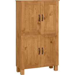 Home Affaire Midischrank &raquo;Rodby&laquo; FSC -zertifiziertes Massivholz, Breite 75cm, H&ouml;he 130cm beige Massivholz natur, B/H/T: 75cm x 130cm x 30cm, T&uuml;ren: 4 