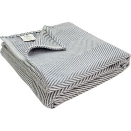 Framsohn frottier Wohndecke &raquo;Bio Flanell Wohndecke Fischgr&auml;t&laquo; in dezenten Farbt&ouml;nen, GOTS zertifiziert grau Baumwolle B/L: 150cm x 200cm