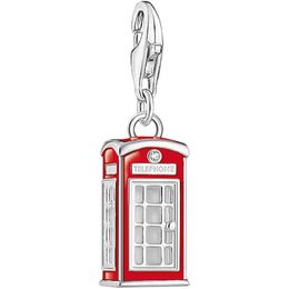 Thomas Sabo Damen Thomas Sabo Charm-Einh&auml;nger &raquo;rotes LONDON Telefonh&auml;uschen&laquo; mit Zirkonia (synth.) rot Einheitsgr&ouml;&szlig;e