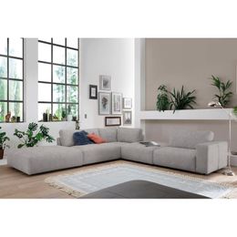 Musterring Ecksofa &raquo;LUCIA L-Form&laquo; in vielen Qualit&auml;ten und 4 verschieden N&auml;hten silber Flachgewebe FLORIS (100% Polyester);Flachgewebe VALMONT (60% Baumwolle/ 40