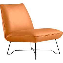 Egoitaliano Sessel &raquo;Lia Loungesessel, elegant und stylisch, toller Sitzkomfort&laquo; extravaganter Designsessel, Solit&auml;rsessel orange Leder &raquo;BULL&laquo; (echtes Rindsleder).