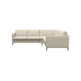 FLEXLUX Ecksofa &raquo;Fiore, L-Form, bequem und komfortabel durch hochwertigem Sitzaufbau&laquo; schmale Armlehnen, Kaltschaum, F&uuml;&szlig;e Alu+schwarz wei&szlig; 100% 
