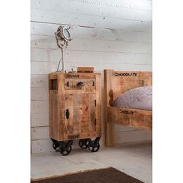 Sit Kommode &raquo;RUSTIC aus Mangoholz mit Rollen & Industrial-Look&laquo; Beweglich auf Metallrollen mit markanten Vintage-Gebrauchsspuren schwarz Massivholz B/