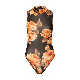 Urban Classics Shirt Bodysuit female size S Orange / Pastel orange / Black