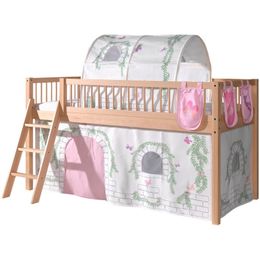 Vipack Spielbett &raquo;Forrest, Absturzschutz mit Sprossen-Optik, Pfostenst&auml;rken ca. 50x50mm&laquo; Buche natur lackiert, stabil und hochwertig gebaut, inkl. Lattenrost
