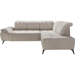 Home Affaire Ecksofa &raquo;Lazio modern und bequem, schmale Armlehnen, tolle Detailverarbeitung&laquo; beige 100% Polyester B/H/T: 272cm, Microfaser, Ottomane 