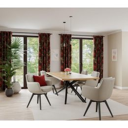 HOMING Vorhang &raquo;Roja&laquo; verdeckte Schlaufen 1 Stk. tlg. blickdicht, rot, Blumen, floral, rose, Wohnzimmer, Schlafzimmer rot Jacquard, Polyester 245cm, 