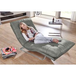 W.Schillig Relaxliege &raquo;daily dreams&laquo; in Waffelkissen-Optik, wahlweise mit Motor, Freischwingergestell grau Stoff S37 (100% Polyester) B/H/T: 75cm x 