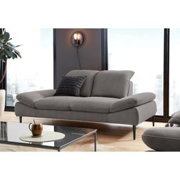 W.Schillig 2-Sitzer &raquo;enjoy&MORE&laquo; Sitztiefenverstellung, F&uuml;&szlig;e schwarz pulverbeschichtet, Breite 202 cm grau Chenille-Flachgewebe R66 (85% Polyester, 15