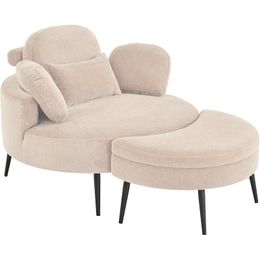 OTTO home Loveseat &raquo;Riko Sessel, B: 110 cm, Sitzh&ouml;he: 44 cm&laquo; XXL- Sessel, mit Stauraumhocker, R&uuml;ckenst&uuml;tze & 4 Zierkissen beige 95%Polyester, 5%