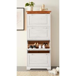 OTTO home Schuhschrank &raquo;Lisa&laquo; mit 4 Klappen, H&ouml;he 172 cm, Breite 75 cm wei&szlig; FSC -zertifizierter Holzwerkstoff, Massivholz B/H/T: 75cm x 172cm x 25cm
