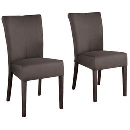 Home Affaire Esszimmerstuhl &raquo;Queen&laquo; (Set) 4 Stk.Beine aus massiver Buche, wengefarben lackiert, Polsterstuhl braun Massivholz B/H/T: 46cm x 93cm x 