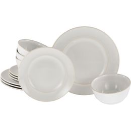 Creatable Teller-Set &raquo;Geschirr-Set Antique&laquo; Teller Set, wei&szlig;, Trendfarbe Offwhite, 12 Teile, f&uuml;r 4 Personen wei&szlig; Steinzeug 12 Stk.
