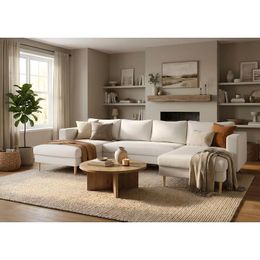 Trendmanufaktur Wohnlandschaft &raquo;Amazing, wahlw. mit Schlaffunktion & Bettkasten, Fu&szlig; Buche lackiert&laquo; Sofa in U-Form, in Cord oder Struktur, Breite 305