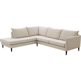 OTTO home Ecksofa &raquo;Rekvik L-Form&laquo; mit Wellenunterfederung, mit Massivholzf&uuml;&szlig;en beige B/H/T: 258cm x 79cm, Struktur, Recamiere links