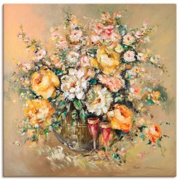 Artland Leinwandbild &raquo;Blumen und Spirituosen&laquo; Blumen 1 Stk. tlg. auf Holzrahmen gespannt braun Leinwand B/H/T: 30cm x 30cm, Leinwandbild Blumen quadratisch, 1