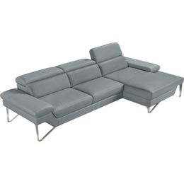 Egoitaliano Ecksofa &raquo;Princess, elegantes Designsofa mit erstklassigem Sitzkomfort, L-Form&laquo; mit Recamiere, inkl. Kopfteilverstellung, edle Designmetallf&uuml;&szlig;e blau 
