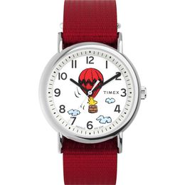 Timex Damen Quarzuhr &raquo;PEANUTS WEEKENDER&laquo; Armbanduhr, Damenuhr,Textilarmband,analog rot Einheitsgr&ouml;&szlig;e