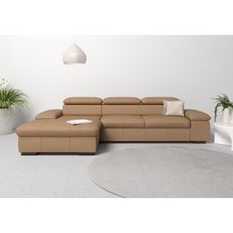 OTTO home Ecksofa &raquo;Alberto L-Form&laquo; mit Kopfteilverstellung, wahlweise mit Schlaffunktion braun Luxus-Microfaser Lederoptik (100% Polyester);Luxus-