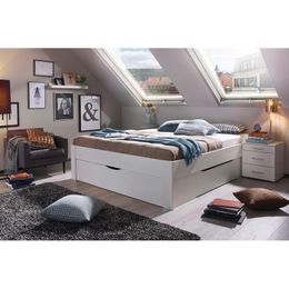Rauch Bett &raquo;Scala&laquo; mit Schubk&auml;sten in 3 Varianten wei&szlig; Liegefl&auml;che L&auml;nge B: 200cm x 160cm, Mit 3 Schubk&auml;sten, H&ouml;he Bett: 60cm H&ouml;he Fu&szlig;teil: 50cm, ohne