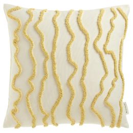 Tom Tailor HOME Dekokissen &raquo;Wavy&laquo; bestickt, mit hohem Baumwollanteil gelb Mischgewebe B/L: 45cm x 45cm, 1 Stk.