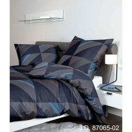 Janine Bettw&auml;sche &raquo;J. D.&laquo; 3 Stk. mit Reissverschluss blau Mako-Satin, Obermaterial: 100% Baumwolle B/L: 200cm x 220cm, 1 Stk., 2 Stk., Mako-Satin, B/L: 80cm 
