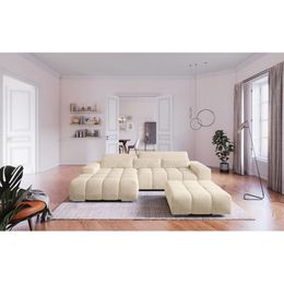 COTTA Ecksofa &raquo;Orion L-Form, B: 307 cm, moderne Steppung, bequeme Wellenunterfederung&laquo; 2x Kopfteilverstellung & 3 Nierenkissen 100% Polyester B/H/T: 
