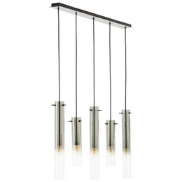 Brilliant Pendelleuchte &raquo;Glasini&laquo; E14 1 Stk. mit Rauchglas, 199 cm H&ouml;he, 95 cm Breite, 5 x E14, schwarz schwarz 5, 1 Stk.