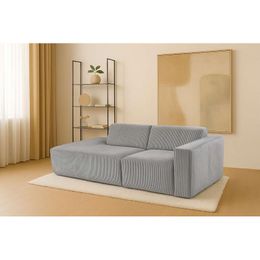 Home Affaire 2-Sitzer &raquo;Noord mit Kedernaht, Breite 227 cm&laquo; Cord, Struktur, Webstoff, mit Wellenunterfederung, Massivholzrahmen grau 94% Polyester; 6% 
