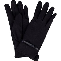 Capelli New York Damen Strickhandschuhe mit Zierschleife, Metall-Logo, Feinstrick schwarz Einheitsgr&ouml;&szlig;e