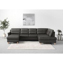 Sit & More sit&more Wohnlandschaft &raquo;Far&ouml; U-Form&laquo; inklusive Federkern, wahlweise mit Schlaffunktion und Bettkasten grau B/H/T: 325cm x 90cm x 187cm, Microfaser, 